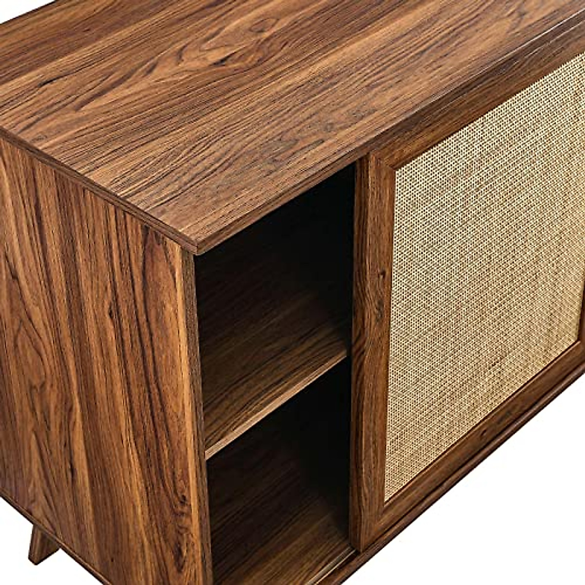 Modway Soma 59" Rattan High TV Stand Sideboard, Walnut