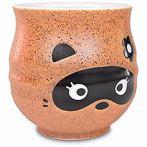 Mino Ware Traditional Japanese Yunomi Tea Cups, Boy & Girl Tanuki Japanese Racoon Dog Design for Green Tea, Matcha Tea