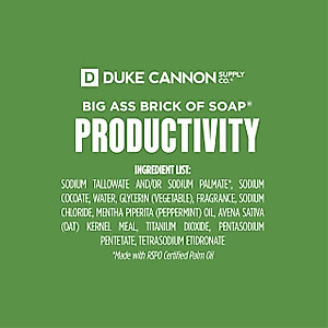 Duke Cannon Supply Co. Big Brick of Soap Bar for Men WWII Collection Smells Like Productivity (Fresh, Energizing Mint) Multi-Pack - Superior Grade, Extra Large, All Skin Types, 10 oz (3 Pack)