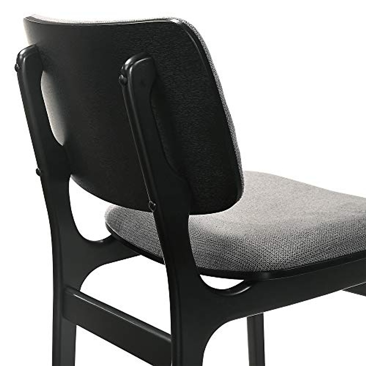 Armen Living Lima Wood Dining Accent Chairs Finish Fabric-Set of 2, 20" Wide, Black/Grey
