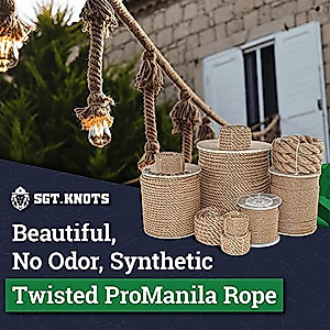 SGT KNOTS Twisted ProManila Rope - UnManila, Twisted 3 Strand outdoor rope, Lightweight Synthetic Rope for DIY Projects, Marine, Commercial (1.5" x 50ft)