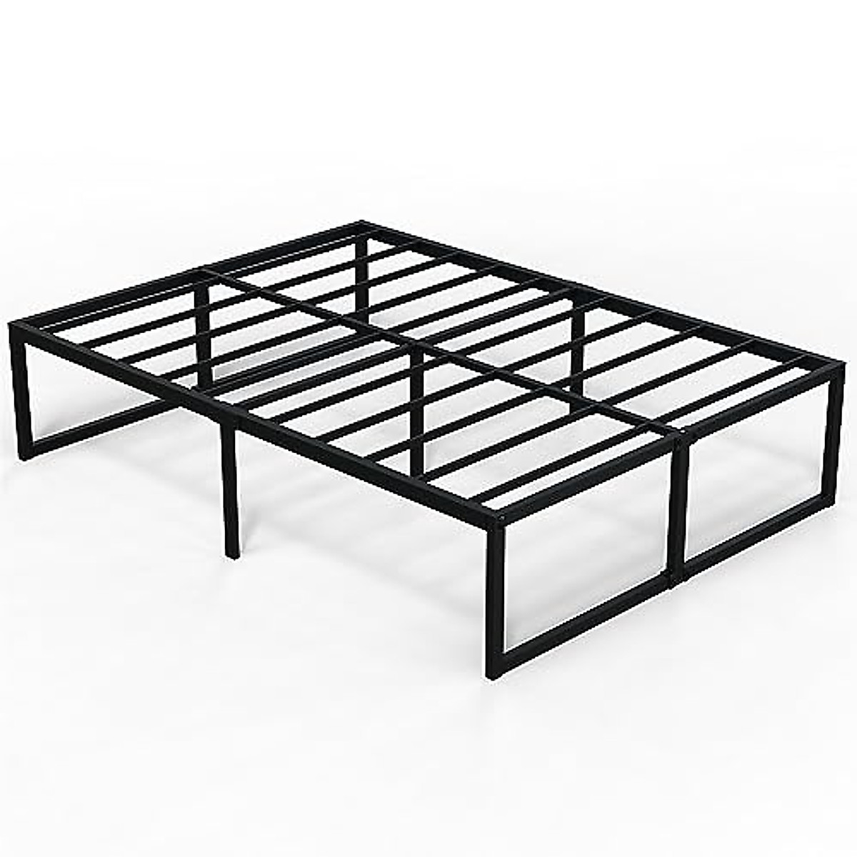 Richwanone 18 inch Full Bed Frame Metal Platform Mattress Foundation with Steel Slat Support, No Box Spring Needed, Easy Assembly, Black