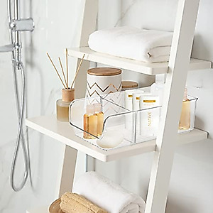 bHome - 2 Adjustable Snack Organizer Bins for Cabinet & Pantry Organization And Storage Plastic Storage Bins For Kitchen Organization - Clear Acrylic Divided Storage Containers with Removable Dividers