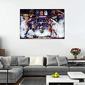 Allen Iverson Poster Canvas Wall Art Portrait Painting Basketball Posters for Bedroom Office Wall Decoration (16x24inch-No Frame,A)