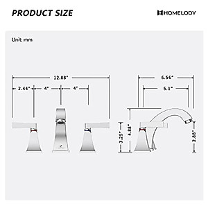 HOMELODY Widespread Bathroom Faucet 8 Inch, 2 Handle Bathroom Sink Faucet, 3 Hole Lavatory Faucet with Pop Up Drain, Chrome