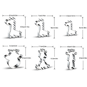 Giraffe Cookie Cutters Set 4 Inch - 6 Pieces Mother and Baby DIY Stainless Steel Metal Biscuit Mold with Sitting Baby Giraffe, Giraffe Face and Head Shapes Cutter for Baby Shower, Birthday Party