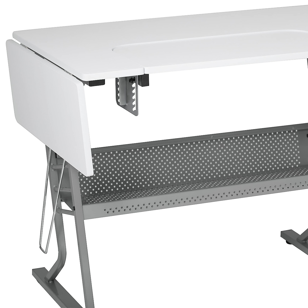 Sew Ready Eclipse Hobby and Sewing Machine Table - White Sewing Table with Gray Storage Drawers + Large Lower Shelf - Can Also Be Used as Computer Desk