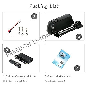 FREEDOH Ebike Battery 36V 48V 52V Lithium Ion Battery E-Bike Battery 36 Volt 48 Volt Waterproof Li-ion Battery with Charger and BMS Protection Board,36v,12AH