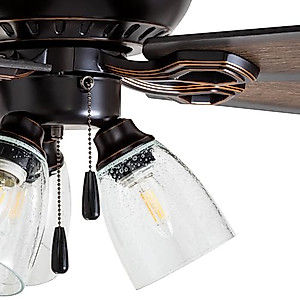 Prominence Home Glenmont, 52 Inch Farmhouse LED Ceiling Fan with Light, Pull Chain, Three Mounting Options, Dual Finish Blades, Reversible Motor - 40278-01 (Oil-Rubbed Bronze)