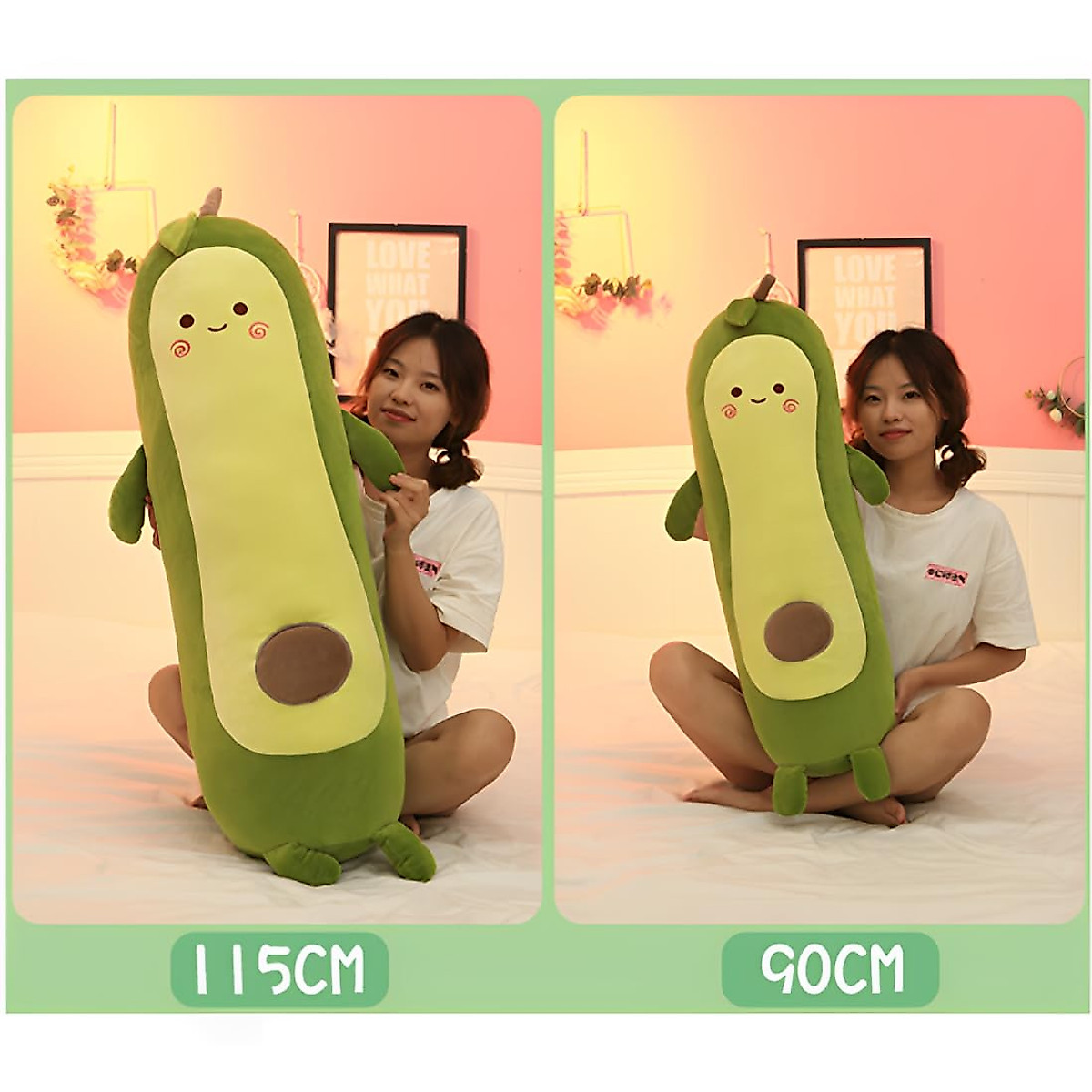 OPHRBU Cute Avocado Stuffed Plush Soft Hugging Pillow Toy，Plush Toy Doll Sleeping Pillow Doll Doll for Ideal Gift for Birthday, Valentine's Day, Christmas (27.5")