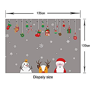 Longten Christmas Window Clings Stickers Santa Claus Reindeer Snowman Removable Vinyl Christmas Tree DIY Wall Window Door Mural Decal Sticker for Showcase