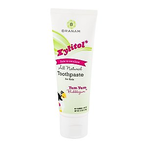 Branam Oral Health Xylitol Toothpaste for Kids, Yum Yum Bubblegum, 4.2 oz (Pack of 3)
