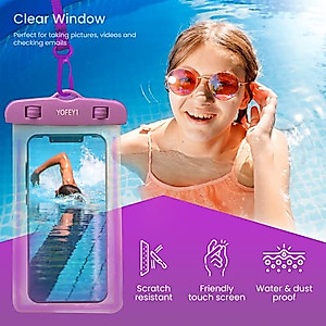2 Pack Waterproof Phone Pouch Floating, Color Pink and Purple, Waterproof Cellphone case, Water Resistant Phone Holder Bag Phones and iPhones Samsung Galaxy up to 6.9"