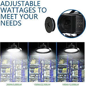 Sokply UFO LED Warehouse Light High Bay Dimmable 0-10V with US Plug 4Ft Cable, 200W (Eqv.1000W MH/HPS), 5000K, lP65 Commercial Area Lighting Fixture for Warehouse Workshop Garage Barn, UL Listed