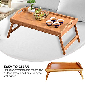 Garneck 1pc Folding Tray Bamboo Serving Tray Tea Set Tray Durable Bamboo Tray Home Decor Tray Decorative Tray Easy to Clean Tray Dinner Plate Tea Tray Coaster Platter Coffee Table