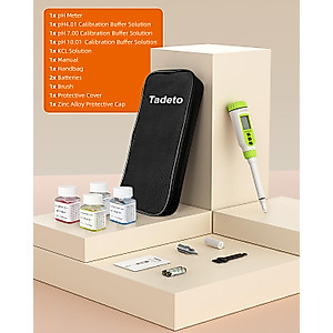 Tadeto Multifunctional Digital pH Meter for Food, High Precision Garden Soil pH Test Kit with LCD ℃/℉ Display for Plant/Solution, Water and Food pH Tester for Meat, Bread, Cheese,Water, Pool
