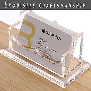 SANRUI Clear Horizontal Business Card Holder Stand for Desk, Acrylic Desktop Display Name Cards Holders Organizer Storage Rack,for Exhibition, Home , Office ,1 Tier 1 Pocket , 60 Card Capacity