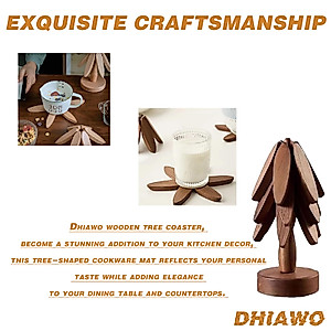 Dhiawo Wooden Tree Coaster, 2024 New Tree Coaster, Wooden Tree Coaster, Tree Shape Trivets Set, Wooden Trivets for Hot Dishes,Tree Shape Trivet Set Coaster for Teapot Hot Pots (A)
