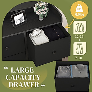 Yoobure Dresser for Bedroom with Charging Station, 6-Drawer Chest Furniture with LED Lights, Fabric Dressers & Chests of Drawers, Storage Tower Organizer Unit for Kids Room Closet Living Room Hallway