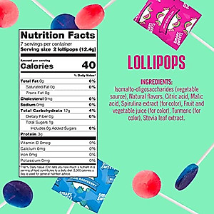 SmartSweets Lollipops, Blue Raspberry & Watermelon Flavors, Hard Candy with Low Sugar (1g), Low Calorie (40), No Artificial Sweeteners, Plant-Based, Gluten-Free, 3oz (Packaging May Vary)