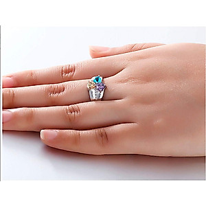 GLAMCARAT Sterling Silver Personalized Birthstone ring customized engraving fine jewelry for women mothers ring (sterling-silver, 6)