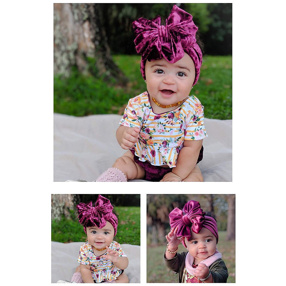 Lawie 8 PACK Elastic Stretchy Elastic Soft Wide Velvet Bowknot Bow Headbands Hairband Knot Turban Headwraps Hair Bows Accessories for Kids Toddler Infant Newborn Baby Girl Bulk