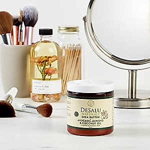 Desalu Naturals Pure Unrefined Shea Butter with Avocado Oil, Almond Oil & Coconut Oil - 100% Natural African Shea Butter for Skin - Safe for All Skin Types.