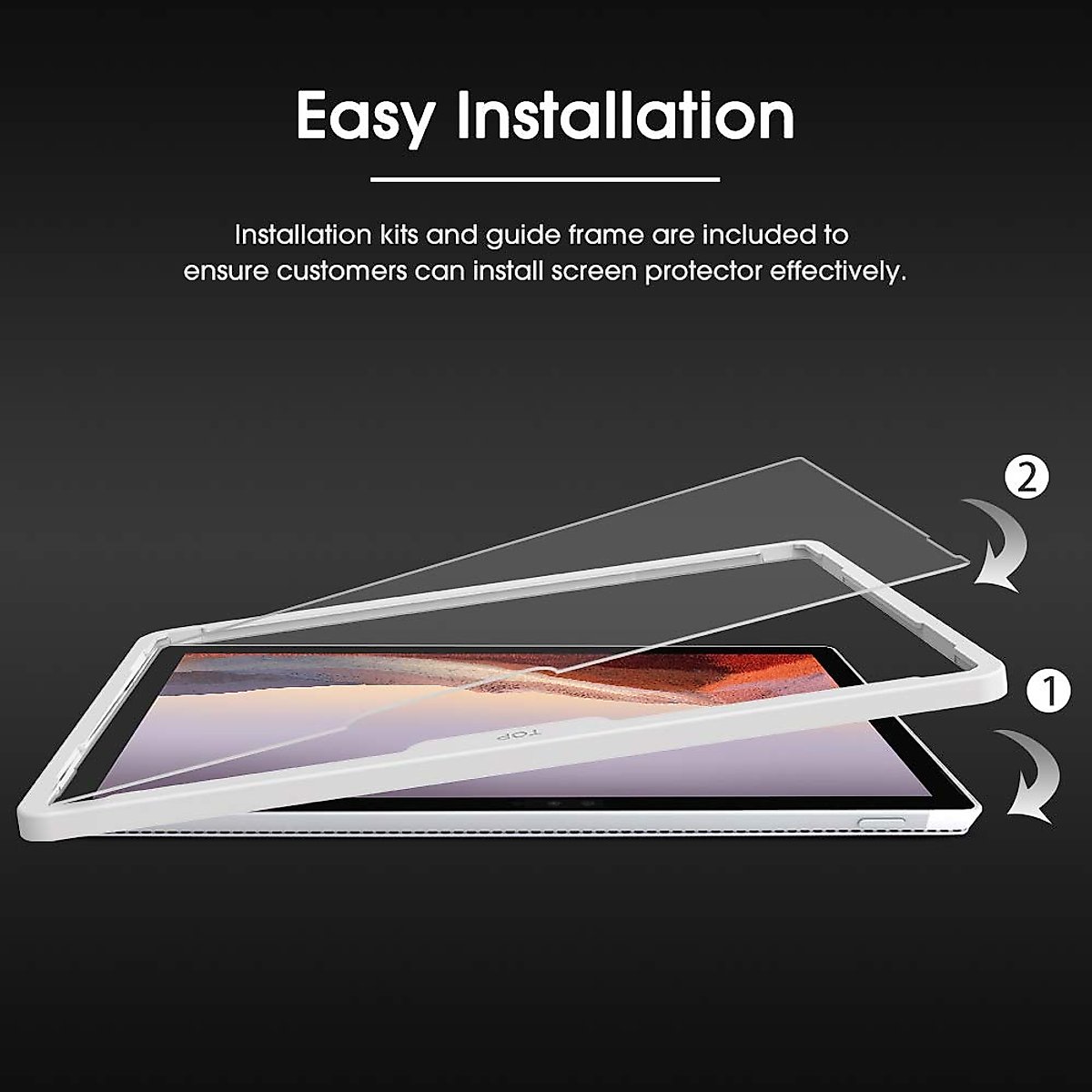 OMOTON [3-Pack Screen Protector for Surface Pro 7 Plus 7 6 5 4 [12.3 Inch] - Tempered Glass/Guide Frame/Scratch Resistant (NOT for Surface Pro 8)