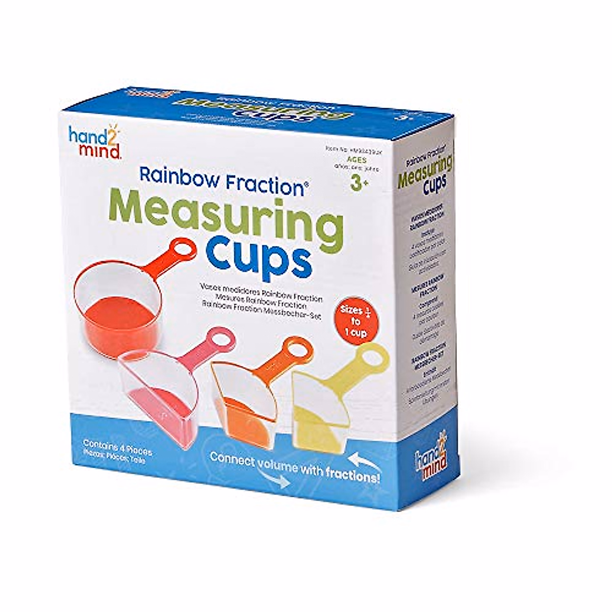 hand2mind Rainbow Fraction Measuring Cups, Fraction Manipulatives, Kids Measuring Cups, Baking Supplies For Kids, Visual Measuring Cups, Unit Fraction, For Kids Kitchen, Montessori Kitchen (Set of 4)