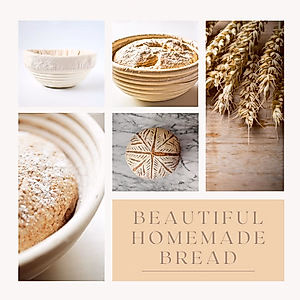 Banneton Bread Proofing Basket Set with Bread Stencils - Sourdough Proofing Baskets for Bread Baking Kit - Sourdough Bread Baking Supplies - Sourdough Proofing Basket Bread Making Kit with Accessories