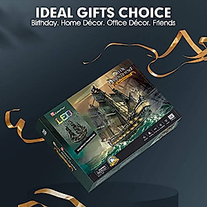 3D Puzzles for Adults 27" Pirate Ship Arts Crafts for Adults Gifts for Men Women Model Kits Brain Teaser Puzzles for Adults Sailboat Building Kits, Queen Anne's Revenge Cool Desk Decor, 340 Pieces