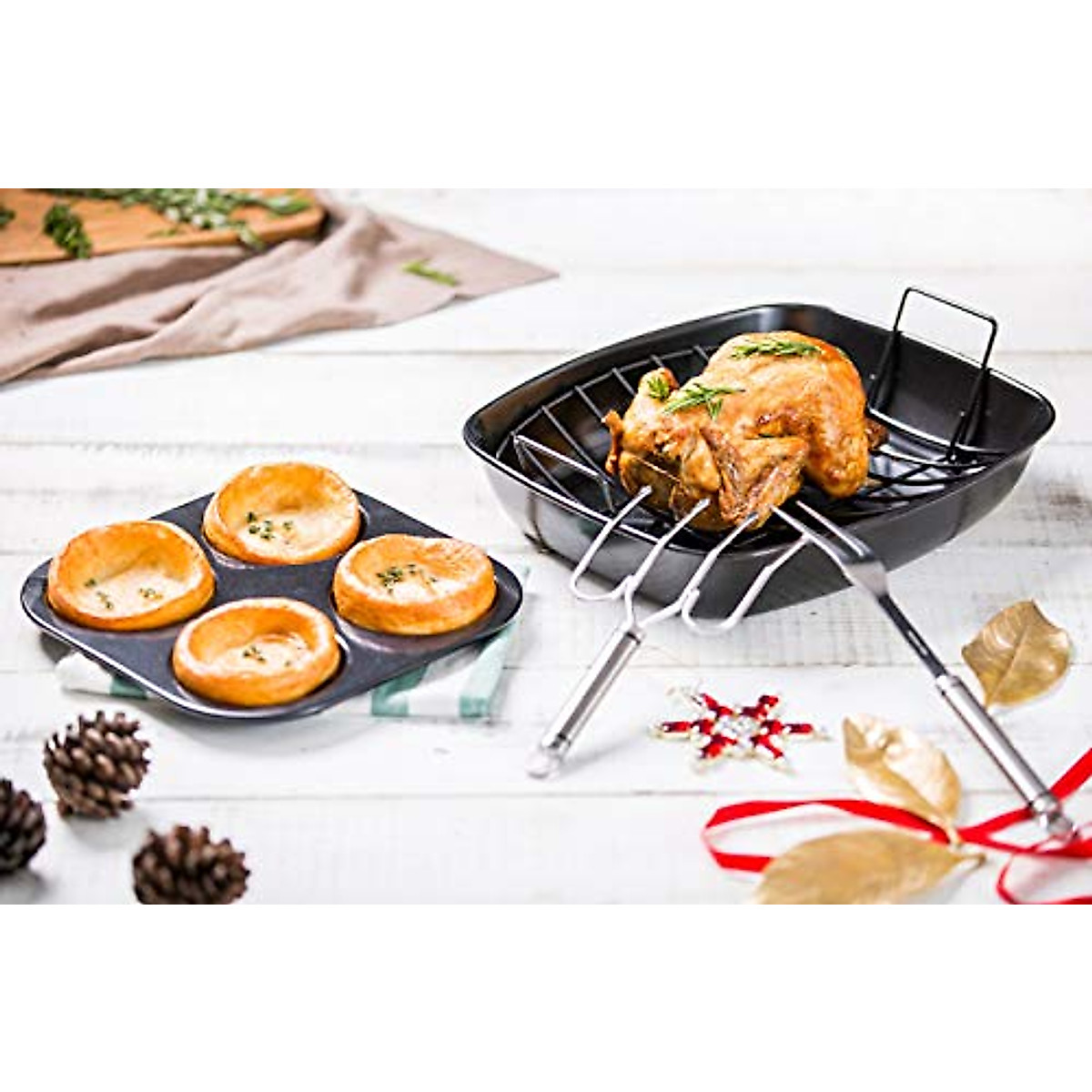 Tala Performance, Yorkshire Pudding Tin, Professional Gauge Carbon Steel with Whitford Eclipse Non-Stick Coating, Roasting and Cooking