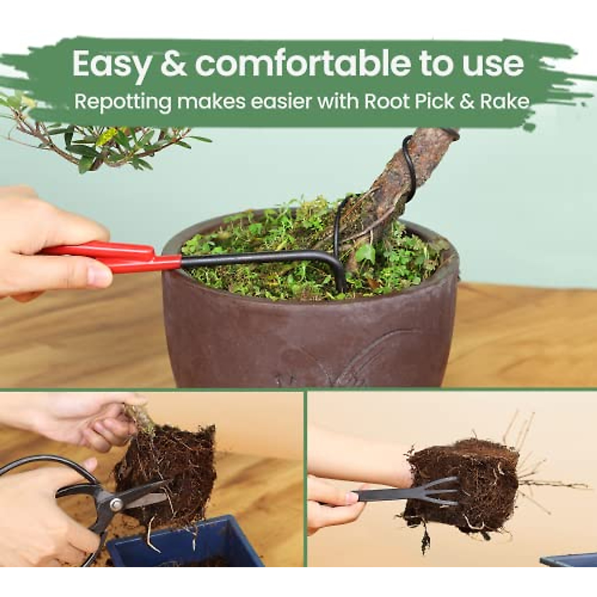 Bonsai Tools Set with Wood Box 12PCS Heavy Duty Bonsai Tree Kit, Trimming Scissor Shears, Concave Cutter, Wire Rolls, Wire Cutter and More, Gardening Bonsai Pruning & Care Kit