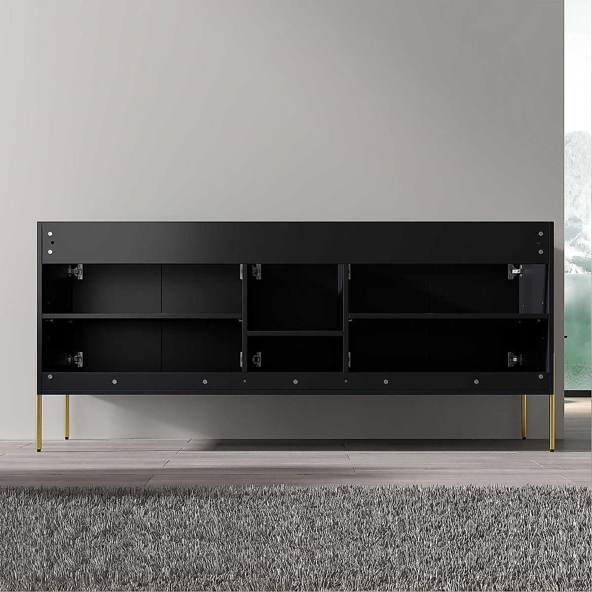 Dowell 72“ Fluted Design Vanity Set – Modern Bathroom Cabinet with Soft-Close Door & Shelf.Charcoal- 002 72 02V