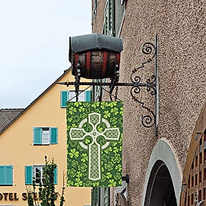 Celtic Cross Happy St. Patrick's Day Garden Flag 12 x 18 Inches Double Sided Banner Funny Yard Flags for Room Rustic Farmland Lawn House Festival Birthday Anniversary