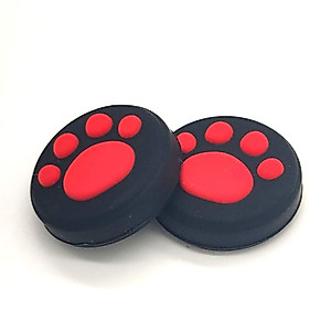 2 x Silicone Analog Controller Thumb Stick Joystick Grips Cap for Nintendo Switch NS/Switch Lite Controller Joy-Con ThumbStick Cute Cat Paw Claw (Red)