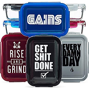 4 Pack - Glass Meal Prep Containers, Variety Colors