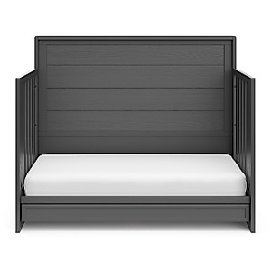 Storkcraft Luna 5-in-1 Convertible Crib with Drawer (Gray) – GREENGUARD Gold Certified, Crib with Drawer Combo, Full-Size Nursery Storage Drawer, Converts to Toddler Bed, Daybed and Full-Size Bed