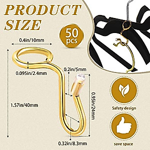 50 Pieces Clothes Hanger Connector Hooks, Metal Hanger Extender Hooks Hanger Hooks for Velvet Hangers Plastic Wooden Closet Space Saving (Gold, 50 Pieces)