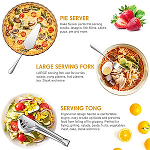 31 Pcs Serving Utensils Include Large Serving Spoons Slotted Serving Spoons Serving Forks Serving Tongs Soup Ladle and Pie Server Buffet Catering Serving Utensils for Dishwasher Safe