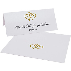 Linked Hearts Printable Place Cards, Gold (Choose Color), Set of 60 (10 Sheets), Laser & Inkjet Printers - Wedding, Party, Dinner, and Special Events - Made in the USA