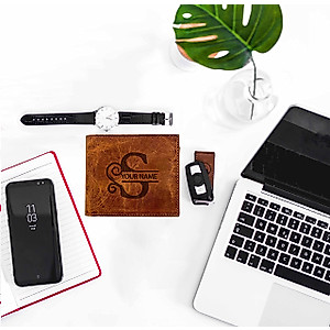 Personalized Leather Wallet for Men, Anniversary Gifts for Husband, Personalized Birthday Gifts for Dad, Boyfriend, Son, Fiance, Fathers Day Gifts, Custom Wallets for Men, Leather Men Wallet