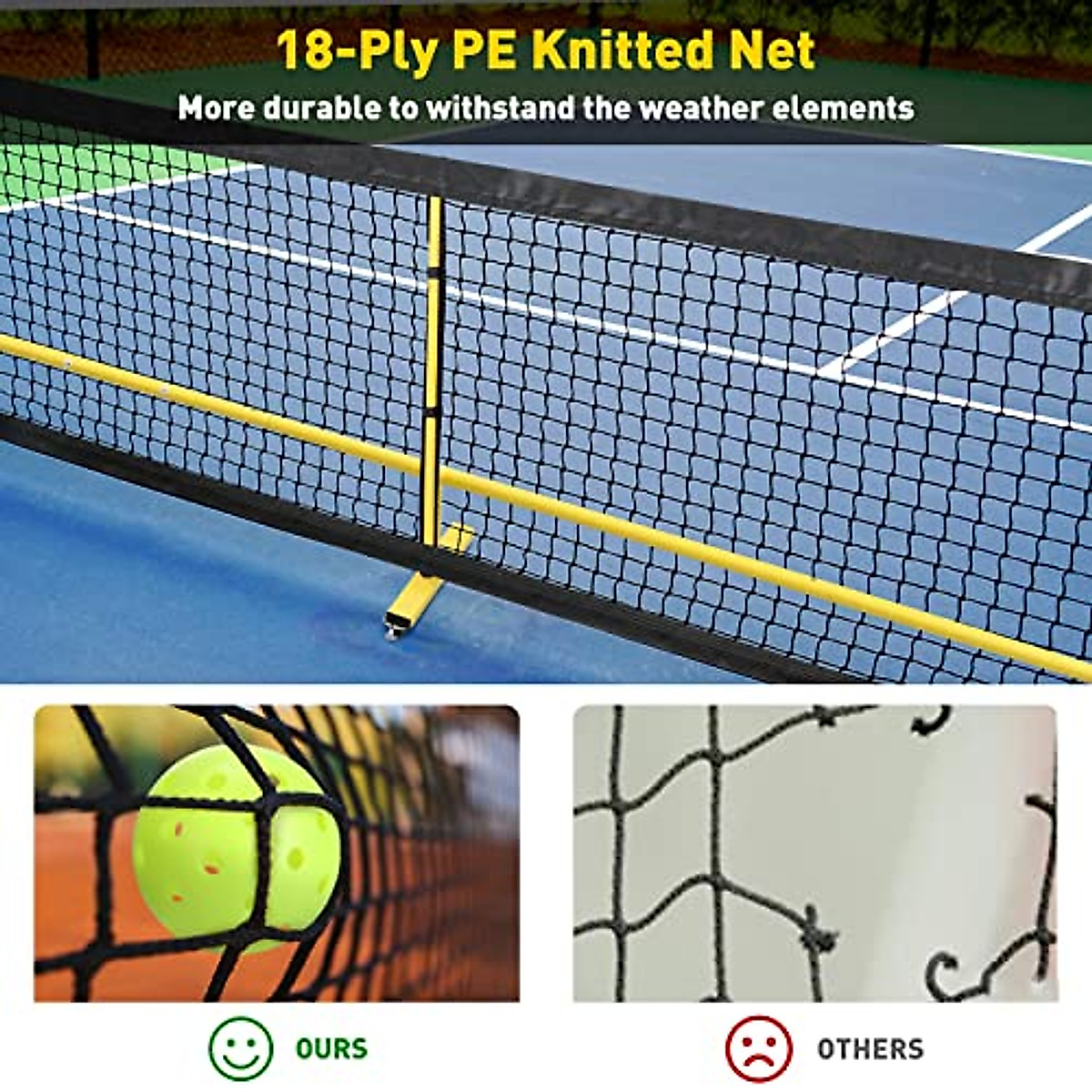 Deeliva Pickleball Set with Net Wheels for Driveway Portable Regulation Size Pickleball Net System with 4 Paddles, 6 Pickle Ball, Court Line Marker, Bag, Weather Resistant Metal Frame Outdoor Home