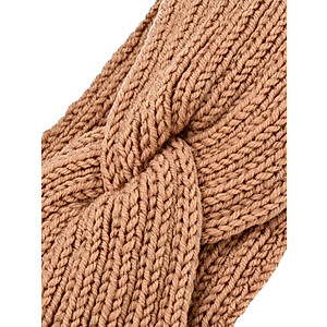 TecUnite 4 Pieces Chunky Knit Headbands Braided Winter Headbands Ear Warmers Crochet Head Wraps for Women(Black, Dark Grey, Camel, Beige)