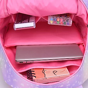 Wraifa Girls Backpack Elementary School Backpacks for Girls Cute Princess Preschool Middle School Bag Kids Bookbag (Z-Heart Pink With Lunch Box)