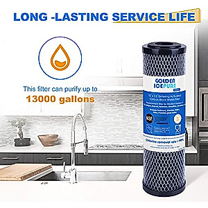 GOLDEN ICEPURE 1 Micron 2.5" x 10" Whole House CTO Carbon Sediment Water Filter Compatible with Dupont WFPFC8002, WFPFC9001, FXWTC, Culligan P5-D, WHCF-WHWC, D-10A, DWC30001, SCWH-5, 3PACK