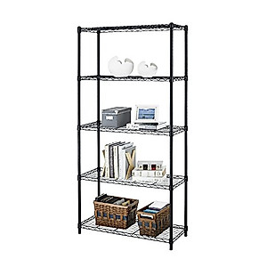 BestOffice 5-Shelf Home-Style Black Steel Wire Shelving 36 by 14 by 72-inch Storage Rack 5