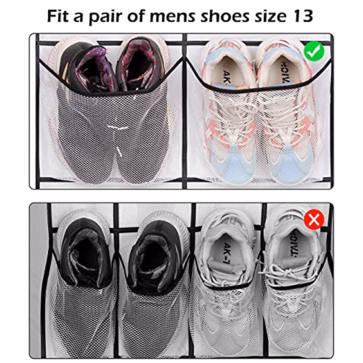 KIMBORA 12 Extra Large Pockets Hanging Shoe Organizer and Dual Sided Hanging Closet Organizer