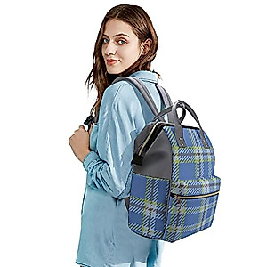 Blue Tartan Buffalo Plaid Diaper Bag Backpack Large Capacity Mommy Bags Multifunction Nappy Bag Travel Back Pack Gray-Style