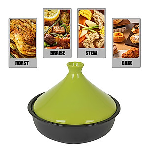 Xgxoz Ceramic Cooking Pot Non-Stick Tajine with Cone-Shaped Lid, Enameled Tajine Pot for Cooking And Stew Casserole